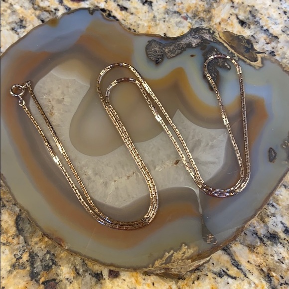 Costume | Jewelry | Vintage Antiqued Look Gold Block Chain Necklace 23 ...